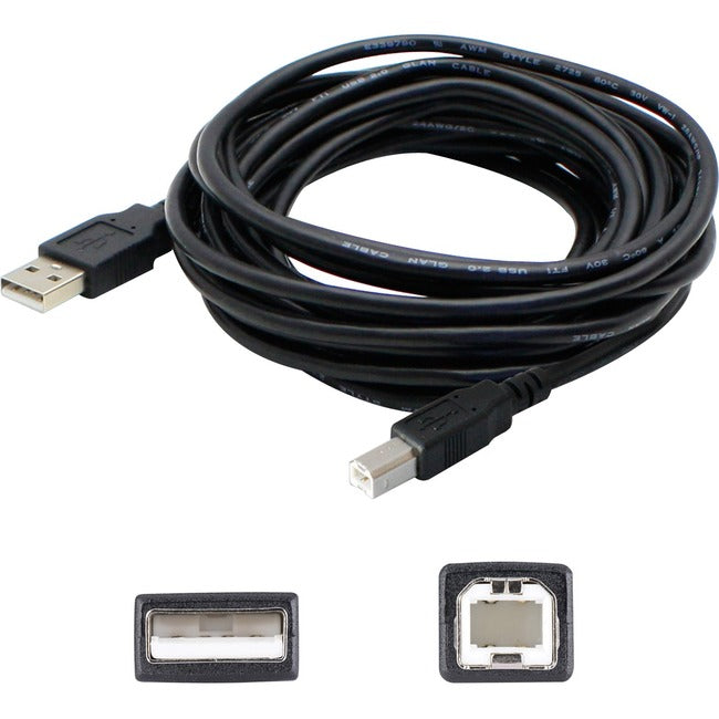 AddOn 12ft USB 2.0 (A) Male to USB 2.0 (B) Male Black Cable ...
